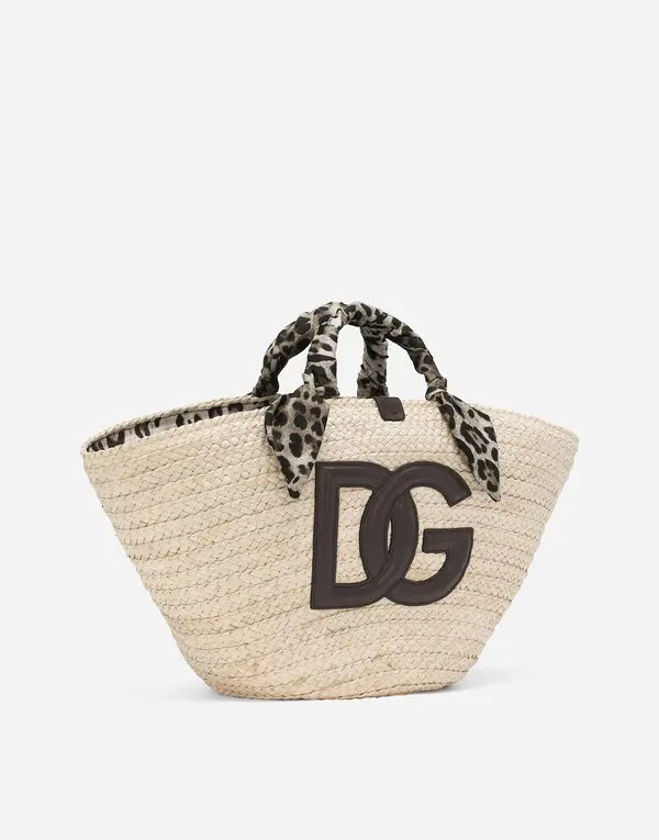 Dolce & Gabbana Medium Raffia Shopper With Leopard Print Detailing - Multicolor