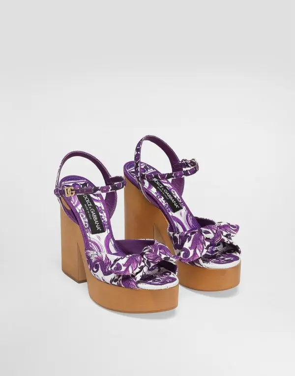 Dolce & Gabbana Majolica Print Wedge Sandals - Multicolor