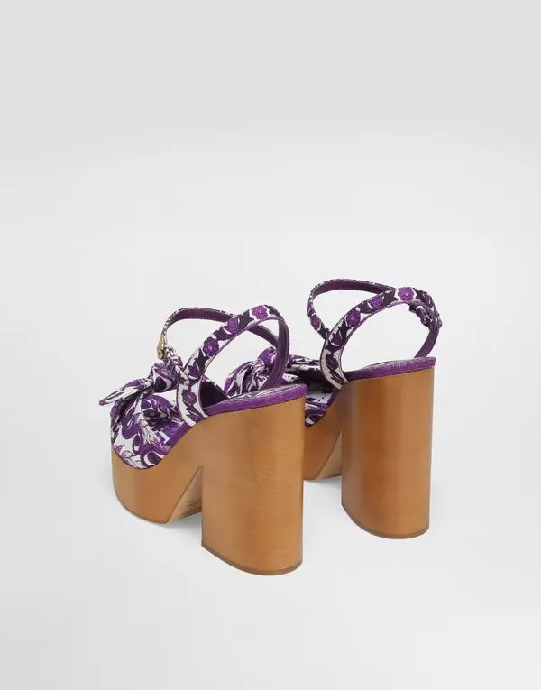 Dolce & Gabbana Majolica Print Wedge Sandals - Multicolor