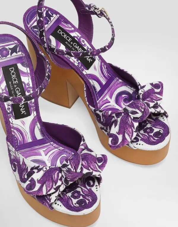 Dolce & Gabbana Majolica Print Wedge Sandals - Multicolor