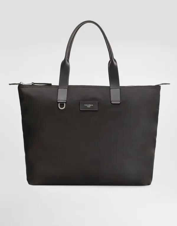 Dolce & Gabbana Shopping Nylon And Smooth Calfskin Shoppers - Black