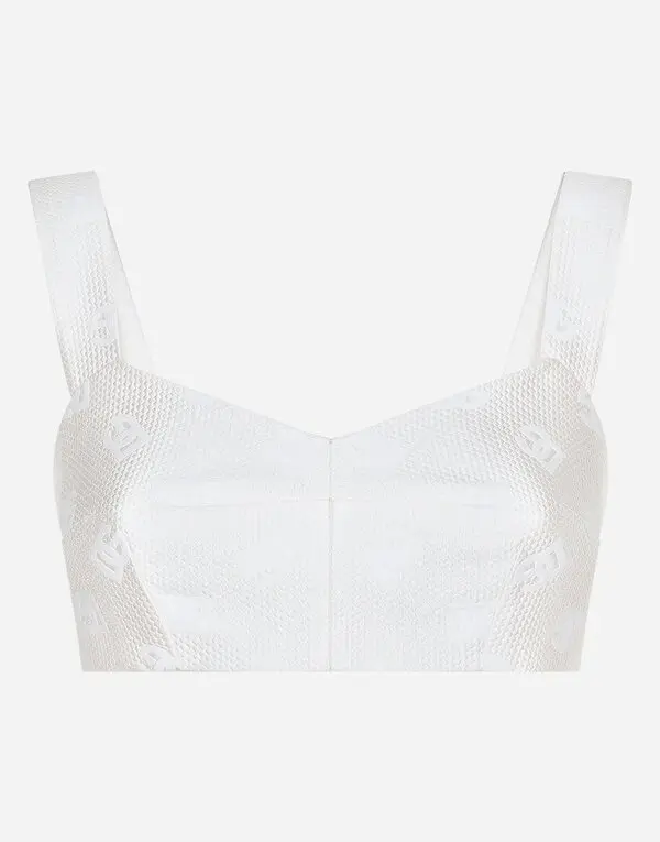 Dolce & Gabbana Jacquard Top With All-over Dg Logo Shirts And Tops - White