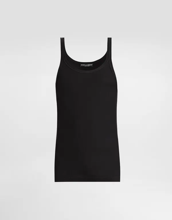 Dolce & Gabbana Ribbed Cotton Tank Top T-shirts And Polos Cotton - Brown