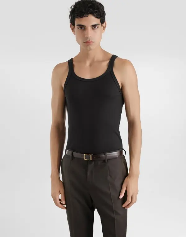 Dolce & Gabbana Ribbed Cotton Tank Top T-shirts And Polos Cotton - Brown