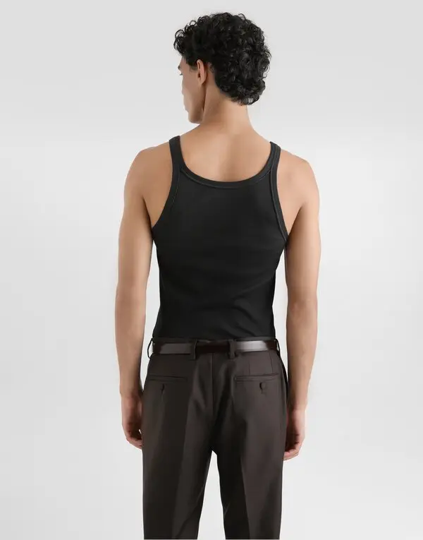 Dolce & Gabbana Ribbed Cotton Tank Top T-shirts And Polos Cotton - Brown