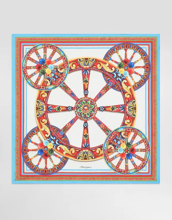 Dolce & Gabbana 90x90 Carretto-print Silk Twill Scarf Scarves And Silks - Multicolor