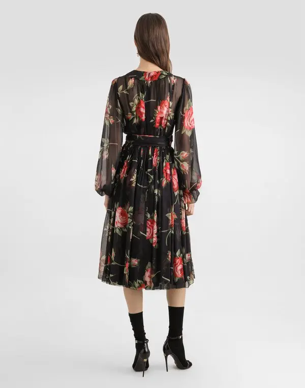 Dolce & Gabbana Rose Bouquet-print Chiffon Dress