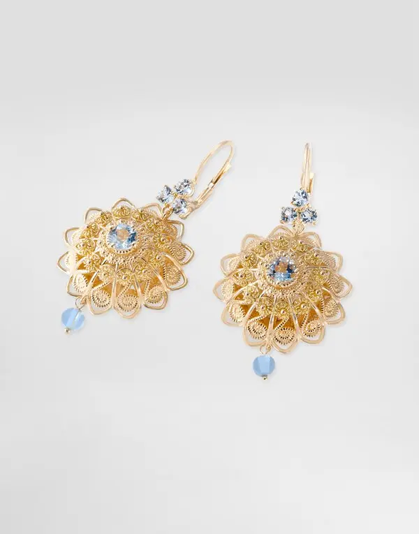 Dolce & Gabbana Filigree Earrings 18-carat Yellow And Aquamarines Earrings - Gold