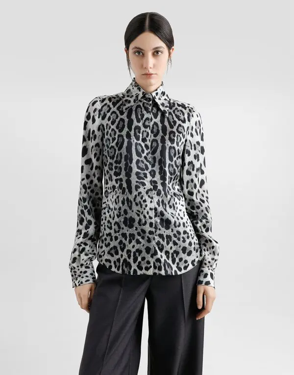 Dolce & Gabbana Leopard- Silk Satin Shirt