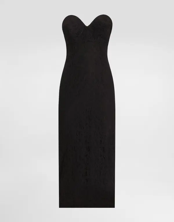 Dolce & Gabbana Strapless Lace Dress With Conical Cups Dresses - Black