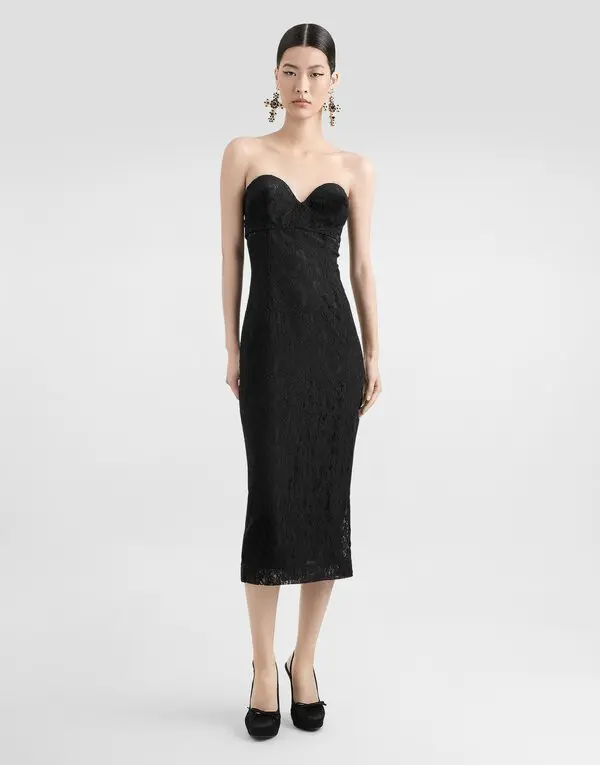 Dolce & Gabbana Strapless Lace Dress With Conical Cups Dresses
