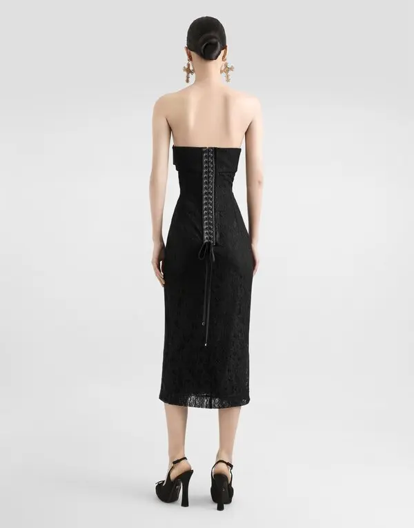Dolce & Gabbana Strapless Lace Dress With Conical Cups Dresses