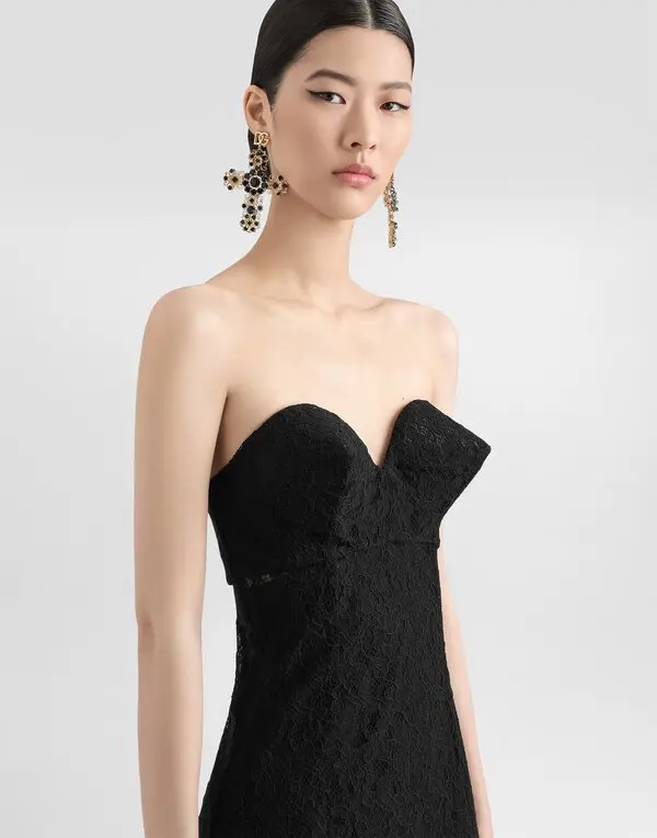 Dolce & Gabbana Strapless Lace Dress With Conical Cups Dresses
