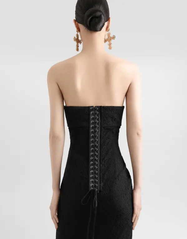 Dolce & Gabbana Strapless Lace Dress With Conical Cups Dresses