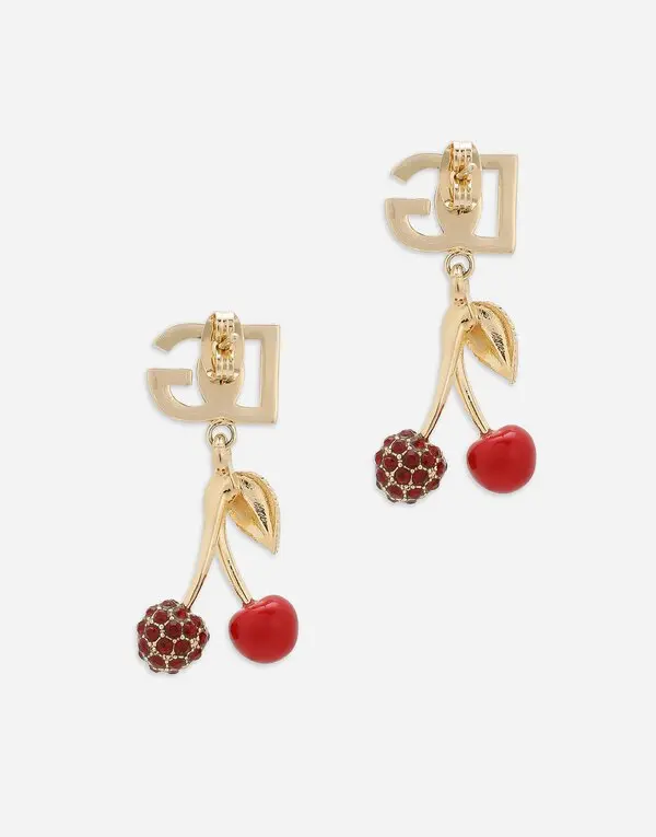 Dolce & Gabbana Dg Logo And Cherry Drop Earrings