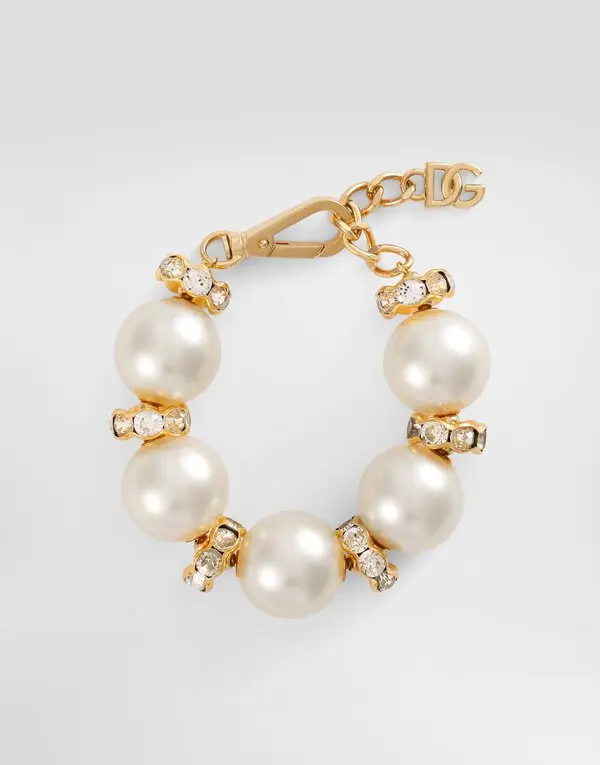 Dolce & Gabbana Bracelet With Maxi-spheres And Dg Logo Bijoux Metal - White