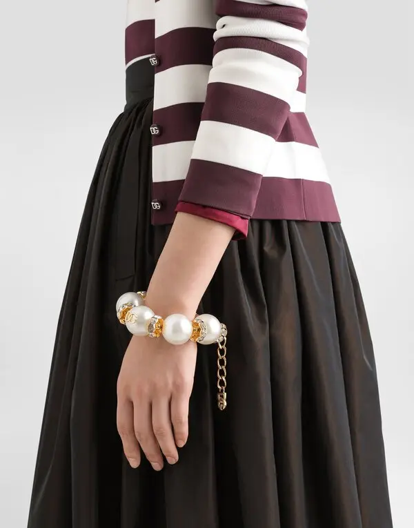 Dolce & Gabbana Maxi-sphere Bracelet With Dg Logo - White