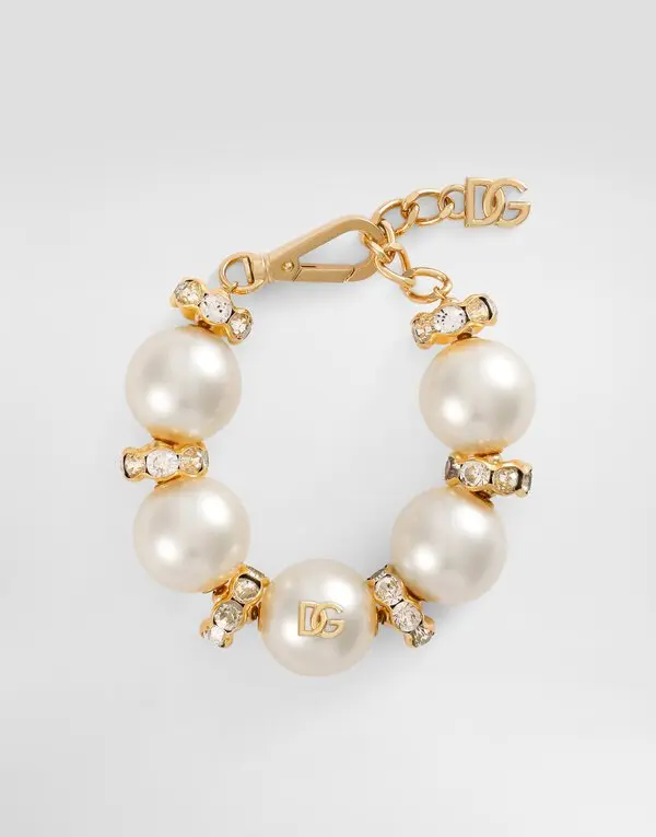 Dolce & Gabbana Maxi-sphere Bracelet With Dg Logo - White