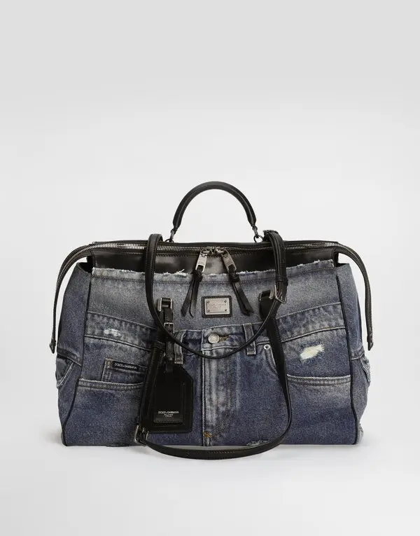 Dolce & Gabbana Vittoria Handbag In Denim Patchwork Shoppers