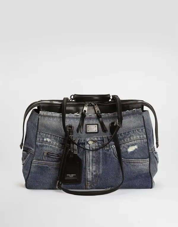 Dolce & Gabbana Vittoria Handbag In Denim Patchwork Shoppers