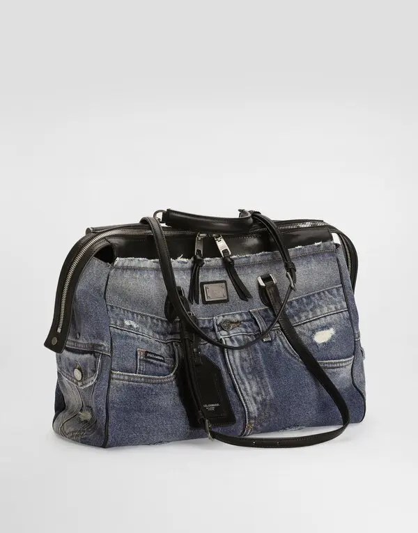 Dolce & Gabbana Vittoria Handbag In Denim Patchwork Shoppers