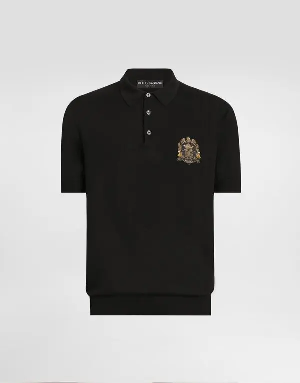 Dolce & Gabbana Virgin Wool Polo Shirt Sweaters And Cardigans - Black