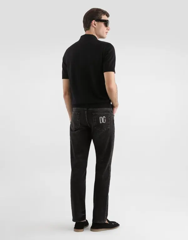 Dolce & Gabbana Virgin Wool Polo Shirt Sweaters And Cardigans - Black