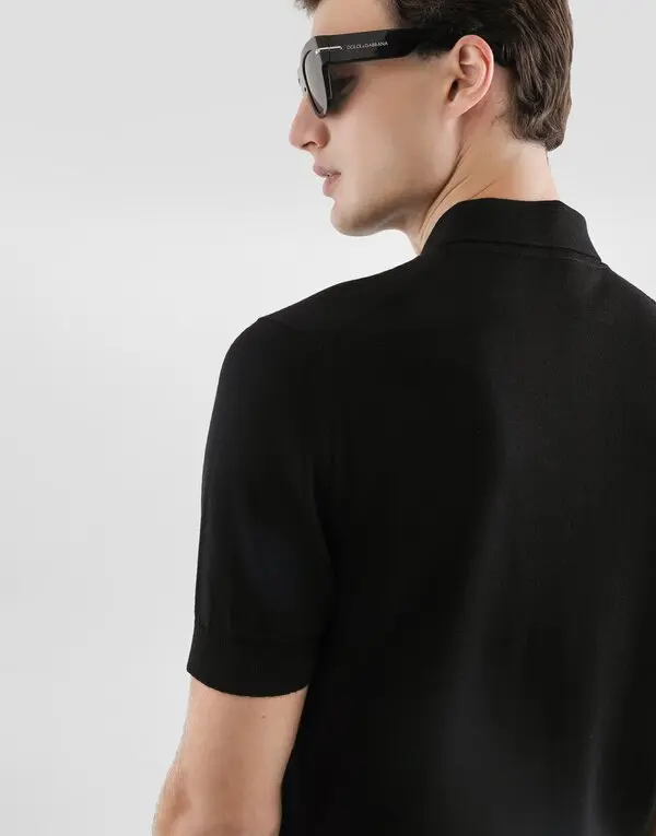 Dolce & Gabbana Virgin Wool Polo Shirt Sweaters And Cardigans - Black