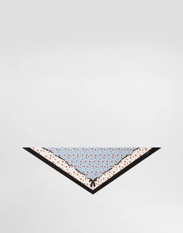 Dolce & Gabbana Small Rose-print Silk Twill Triangle Scarf Scarves And Silks - Multicolor