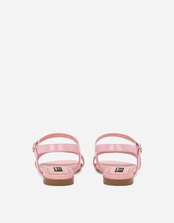Dolce & Gabbana Patent Leather Sandals With Crystal Dg Logo
