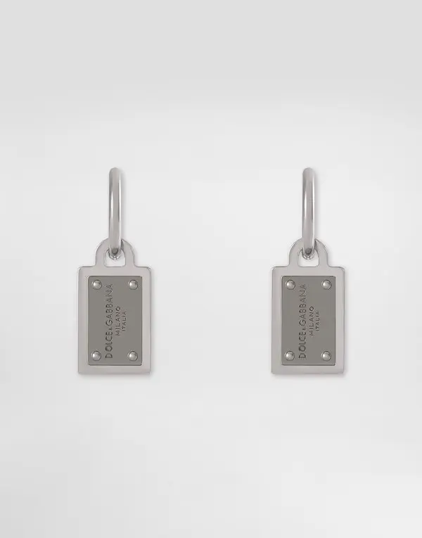 Dolce & Gabbana Earrings With Logo Tag Bijoux Metal - Silver