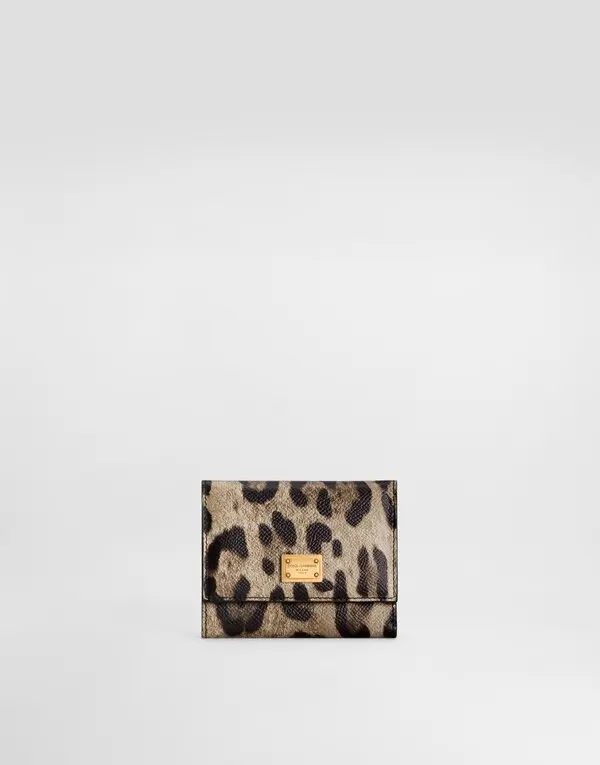 Dolce & Gabbana Leopard- Wallet In Dauphine Calfskin Wallets And Small Leather Goods Animal - Print