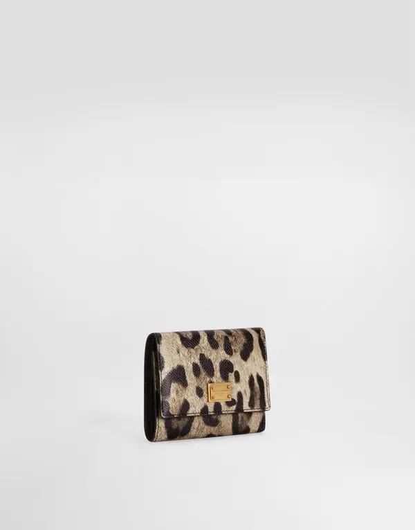 Dolce & Gabbana Leopard- Wallet In Dauphine Calfskin Wallets And Small Leather Goods Animal - Print