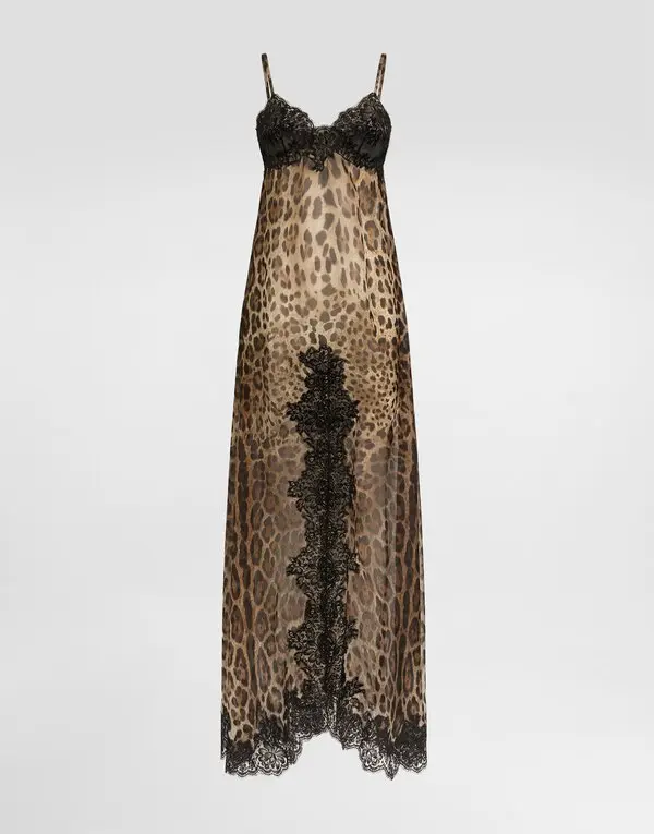 Dolce & Gabbana Leo- Chiffon Slip Dress Dresses Animal - Print