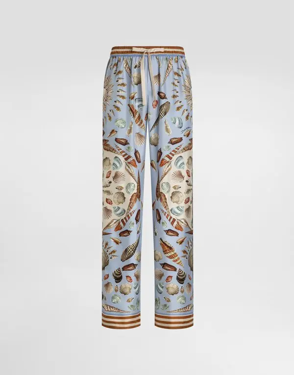 Dolce & Gabbana Shell-print Silk Twill Trousers