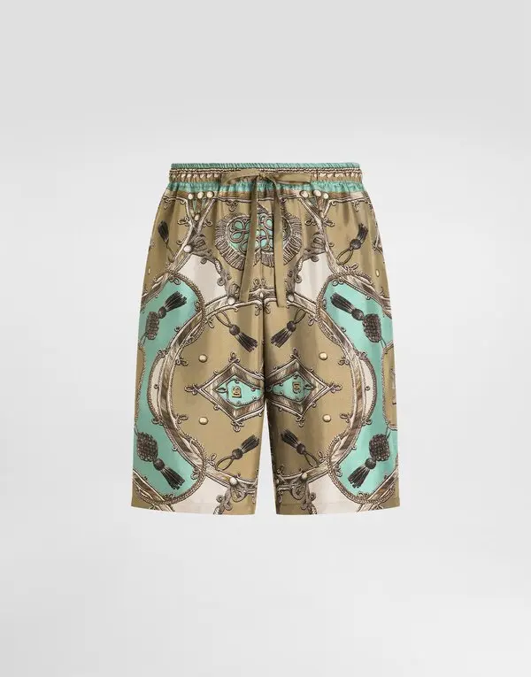 Dolce & Gabbana Cargo-print Washed Silk Twill Bermuda Shorts