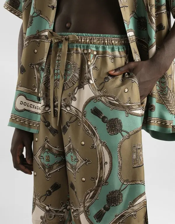 Dolce & Gabbana Cargo-print Washed Silk Twill Bermuda Shorts