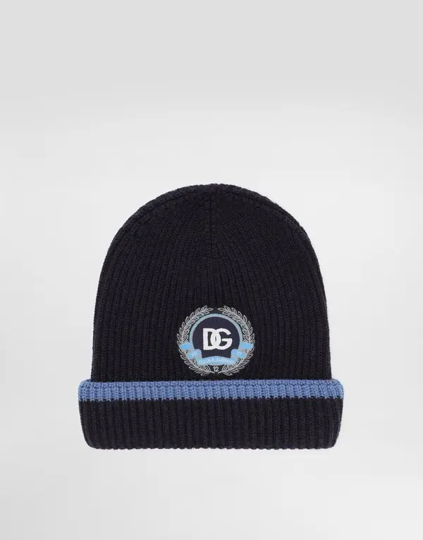 Dolce & Gabbana Knitted Hat With Embroidered Patch Accessories