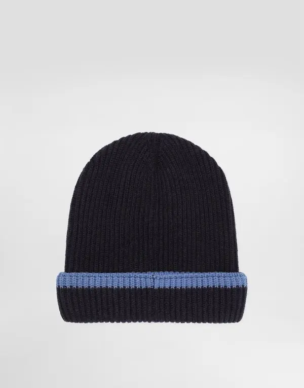 Dolce & Gabbana Knitted Hat With Embroidered Patch Accessories