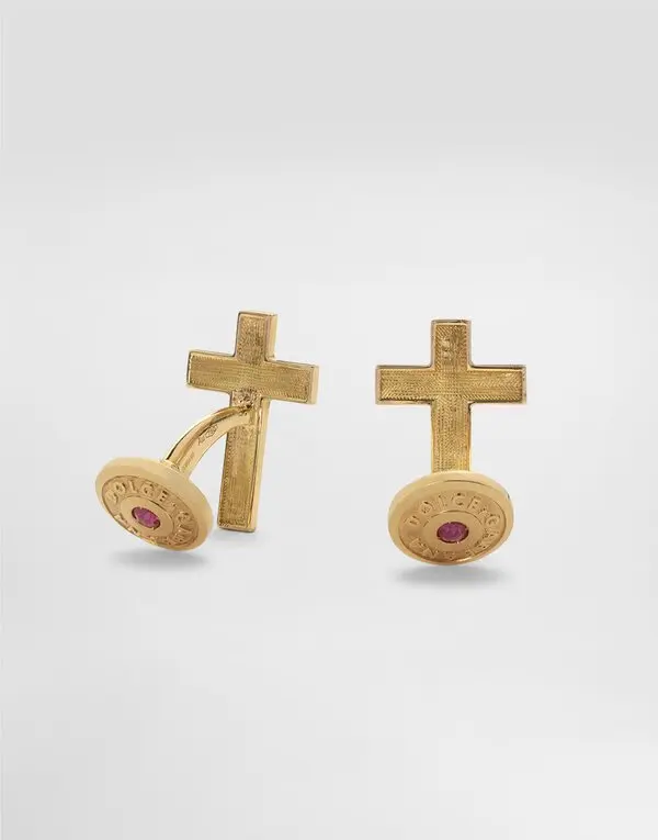Dolce & Gabbana Sicily Cufflinks 18 Carat Yellow And Rubies - Gold