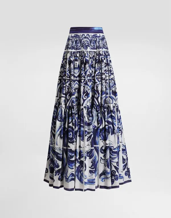 Dolce & Gabbana Dg Exclusive Majolica- Long Poplin Skirt Skirts - Print