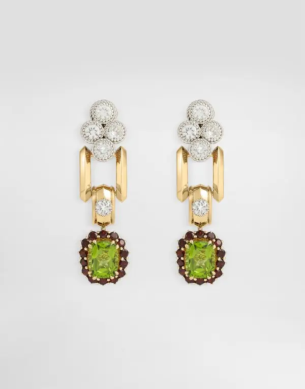 Dolce & Gabbana Eleganza Earrings In 18-carat White And Yellow With Topazes And Sapphires - Gold