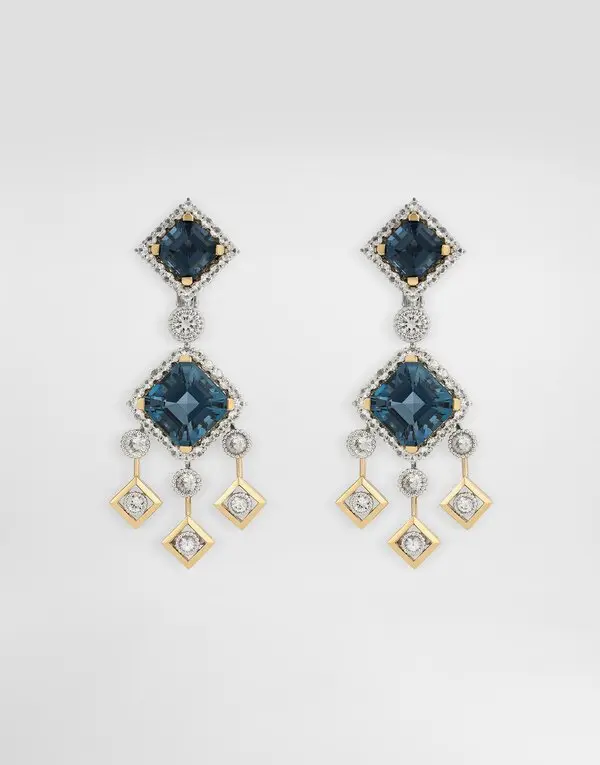 Dolce & Gabbana Eleganza Earrings In 18-carat White And Yellow With Topazes And Sapphires