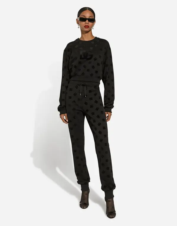Dolce & Gabbana Jersey Jogging Pants With Flocked Dg Logo Print