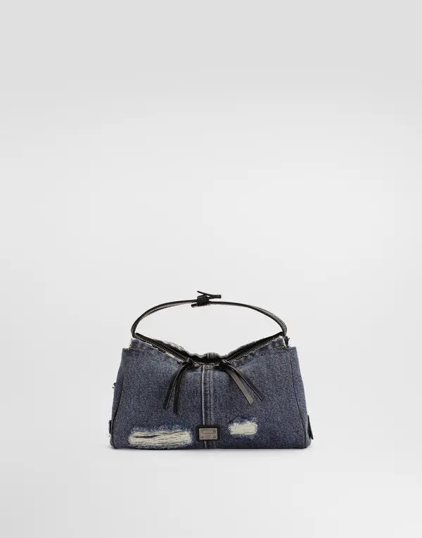 Dolce & Gabbana Vittoria Denim Patchwork Shoulder Bag Crossbody Bags - Blue