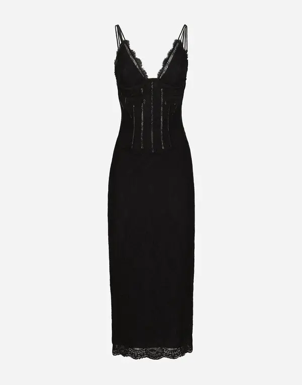 Dolce & Gabbana Sleeveless Lace Midi Dress - Black