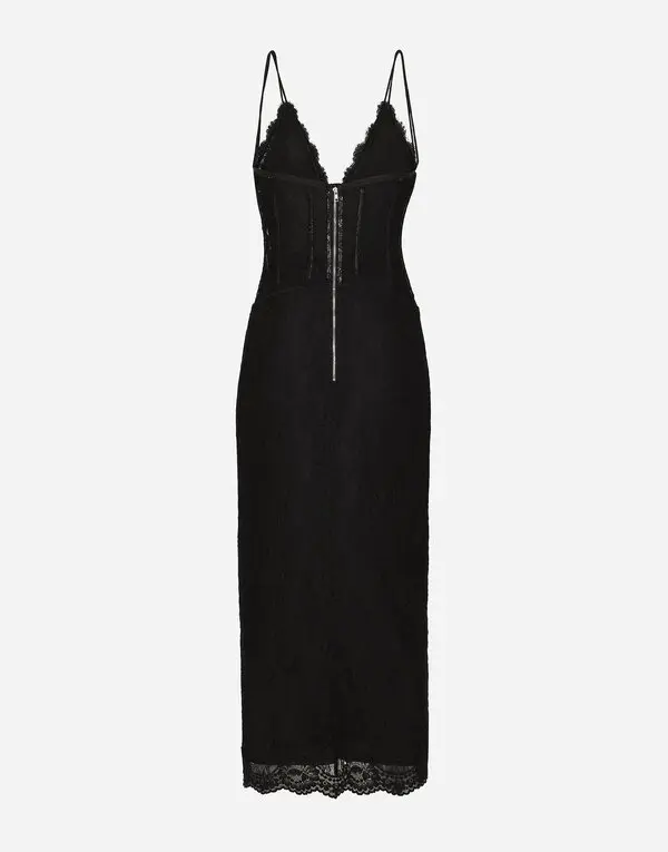 Dolce & Gabbana Sleeveless Lace Midi Dress - Black