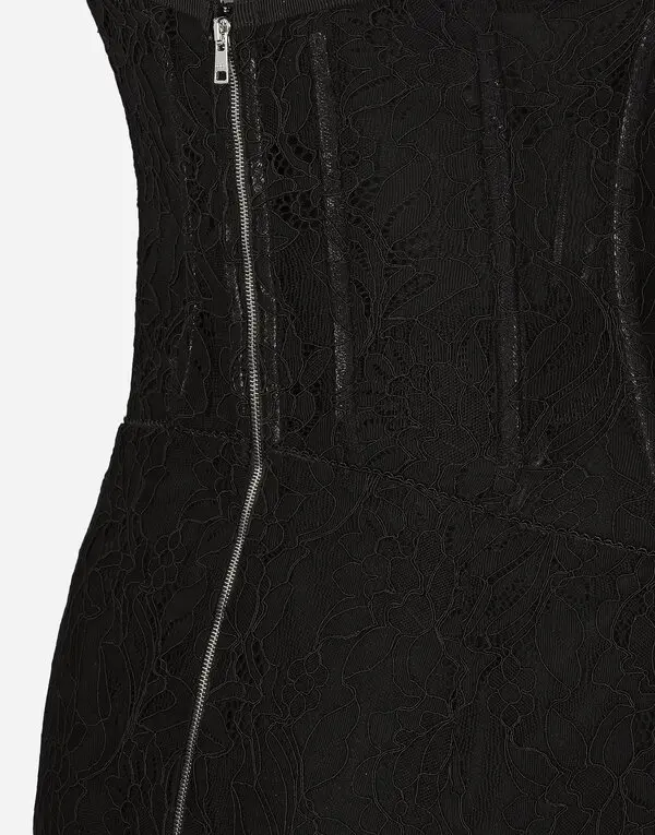 Dolce & Gabbana Sleeveless Lace Midi Dress - Black