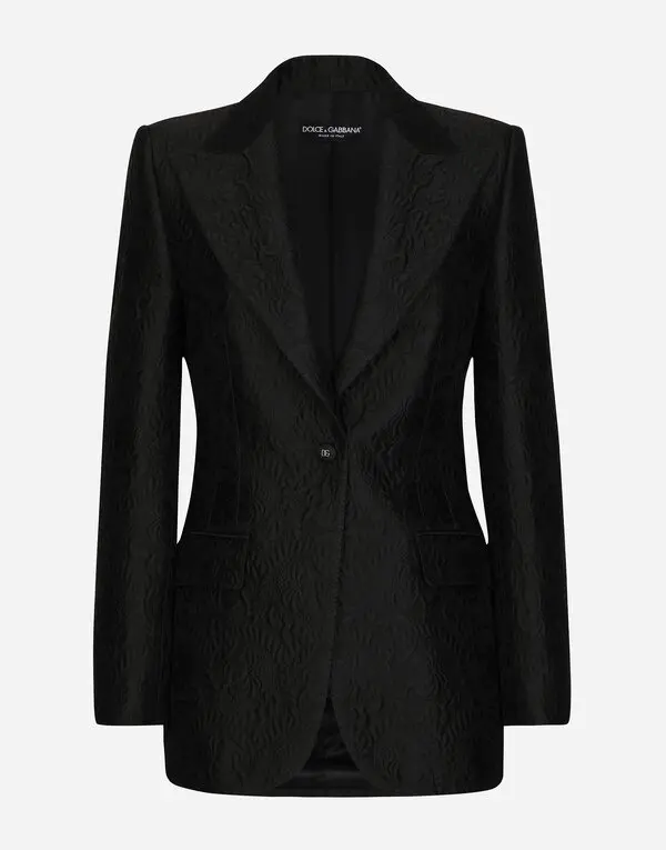 Dolce & Gabbana Single-breasted Floral Brocade Turlington Jacket Blazers - Black