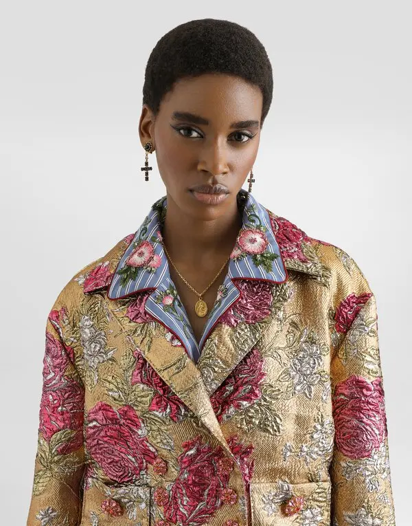 Dolce & Gabbana Double-breasted Jacket In Floral Jacquard Blazers Multi-colored